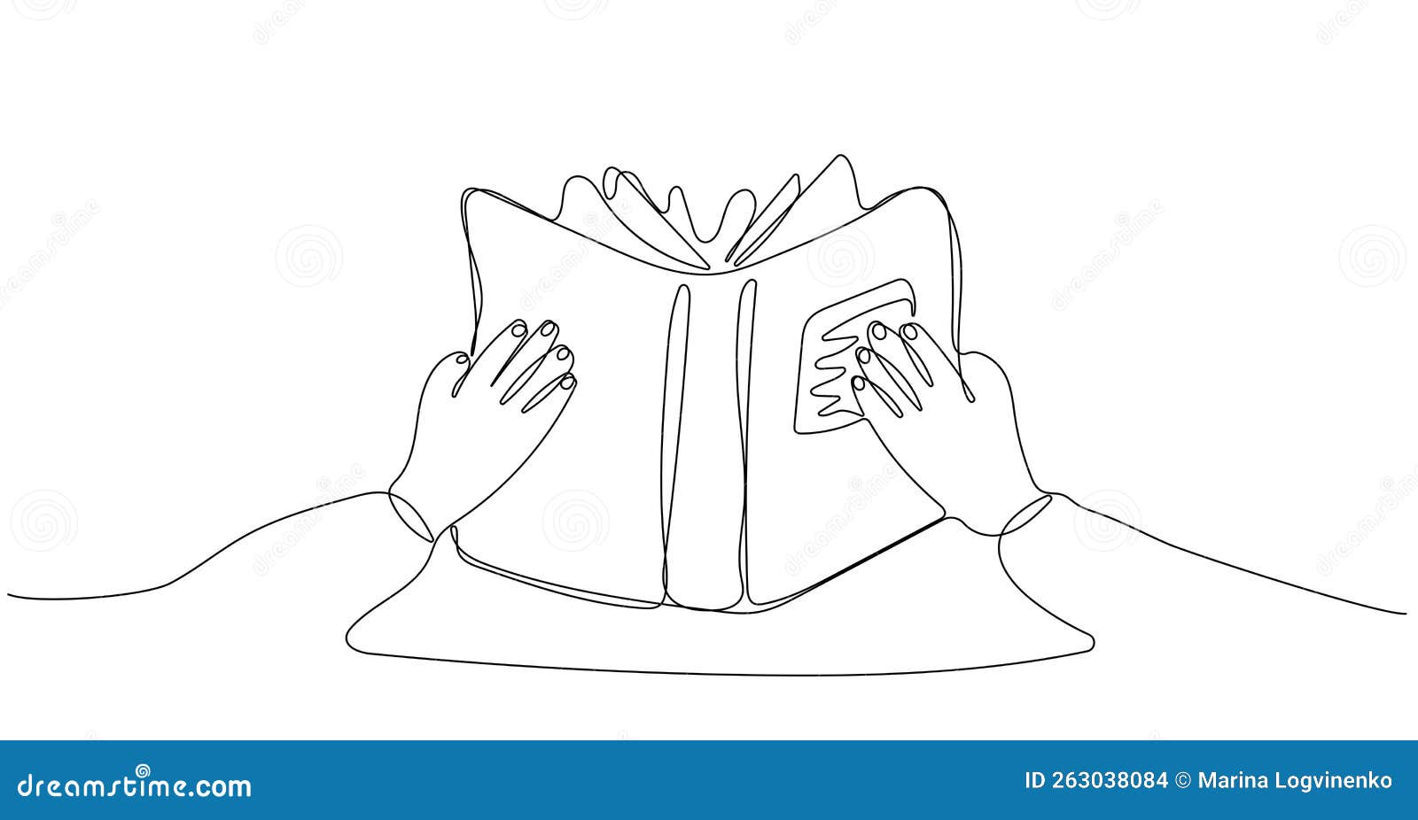 Continuous One Line Drawing of Hands Holding Book Stock Vector ...