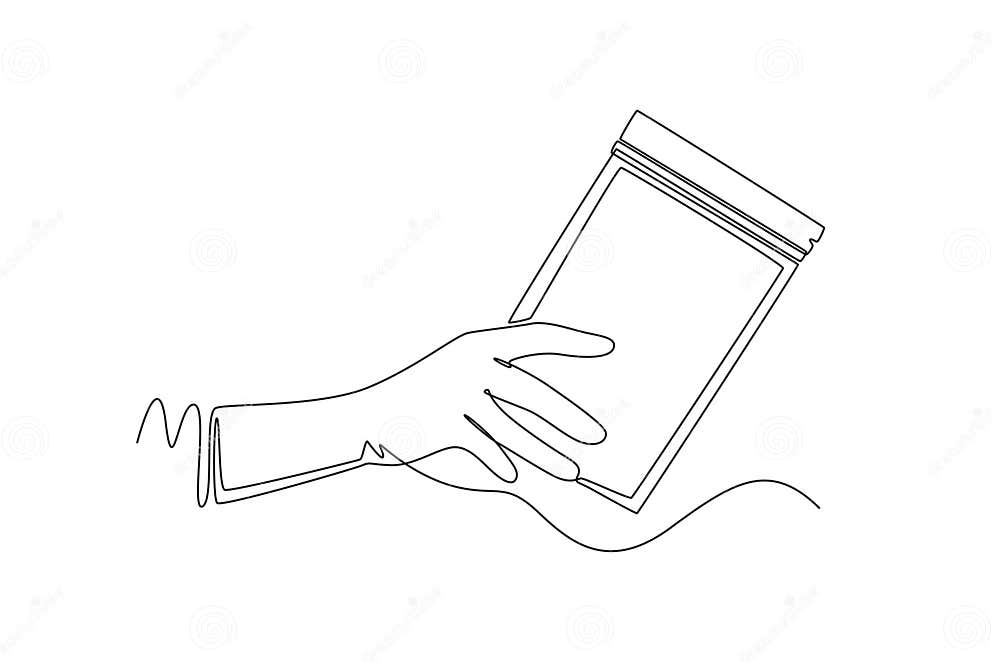 Continuous One Line Drawing Hands Holding Different Objects Concept ...
