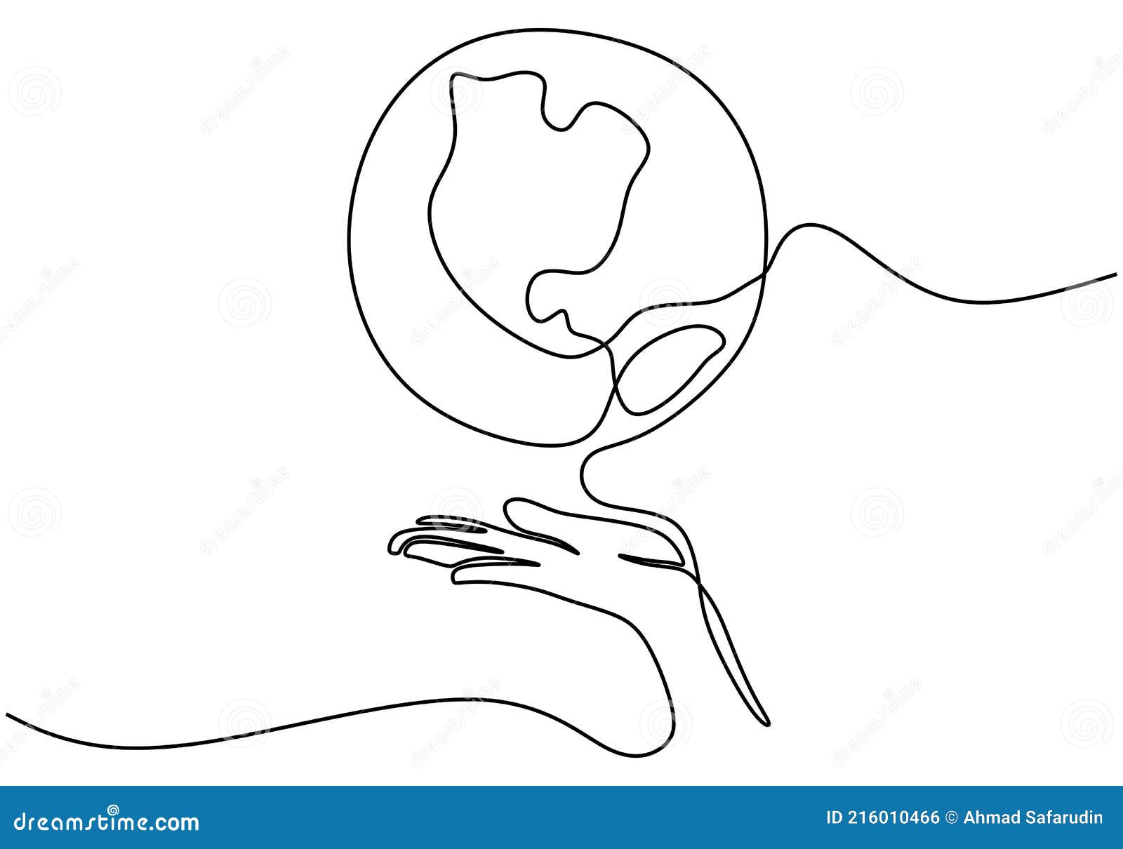 Continuous One Line Drawing Of Hands Holding Earth Globe Isolated On
