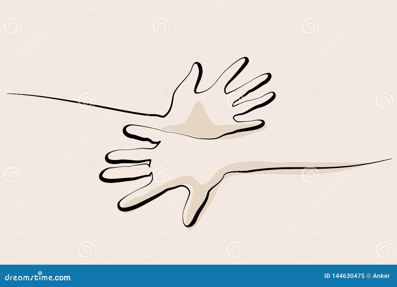 Continuous One Line Drawing. Hands Palms Together Stock Vector ... Continuous One Line Drawing. Hands Palms Together Stock Vector ...