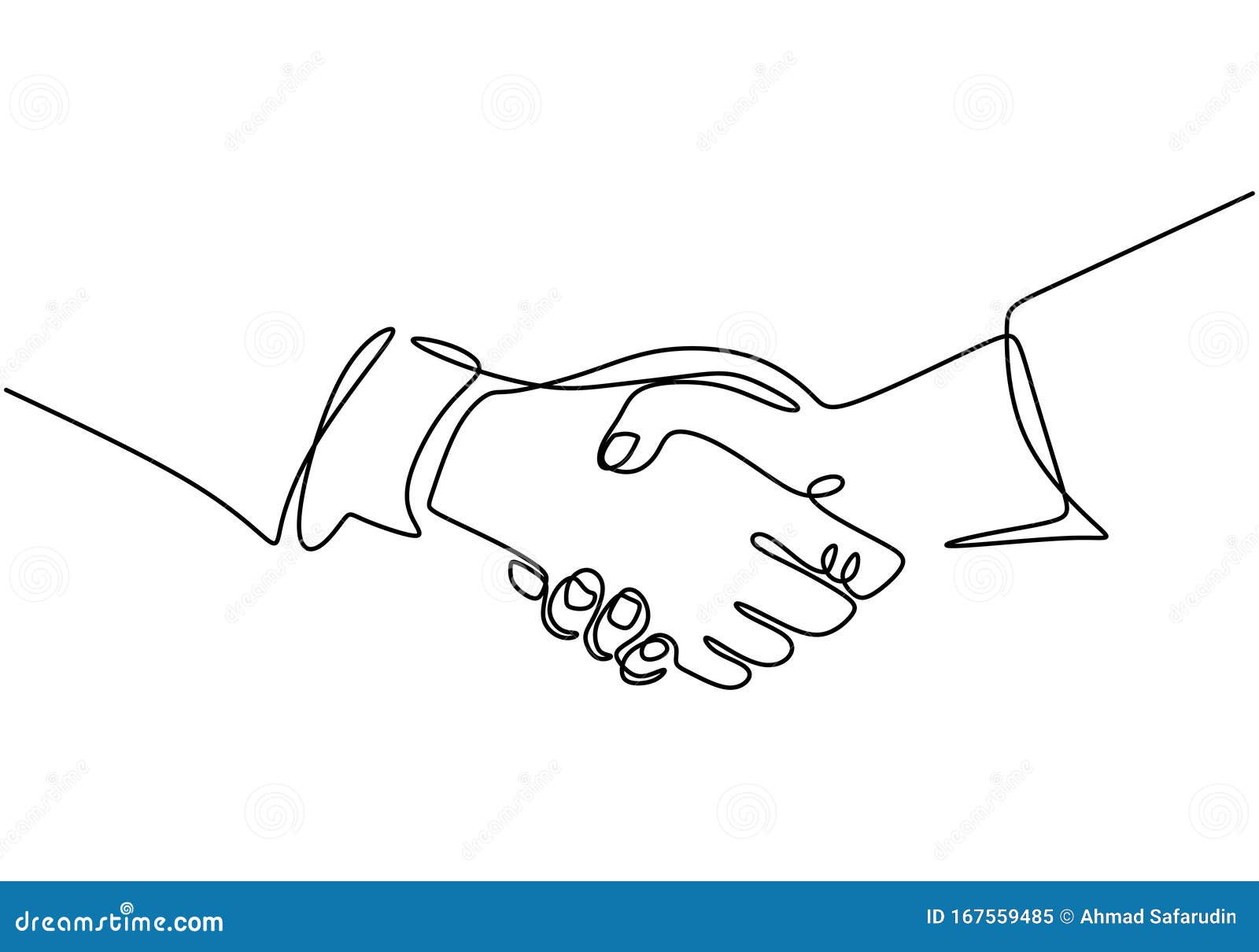 Continuous One Line Drawing Of Handshake Minimalism Cartoon Vector ...