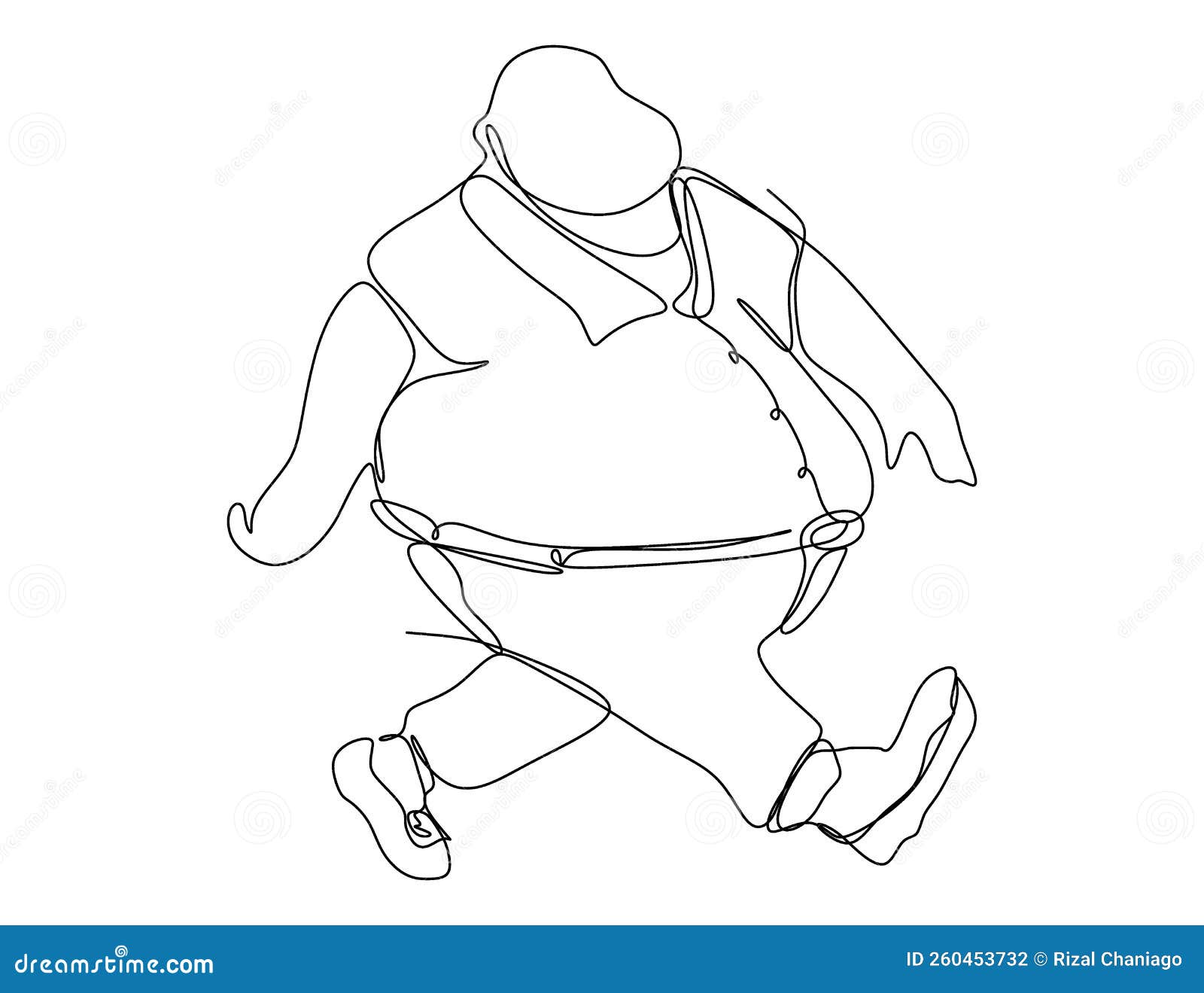 Continuous One-line Drawing. Happy Big Man on White Background Stock ...