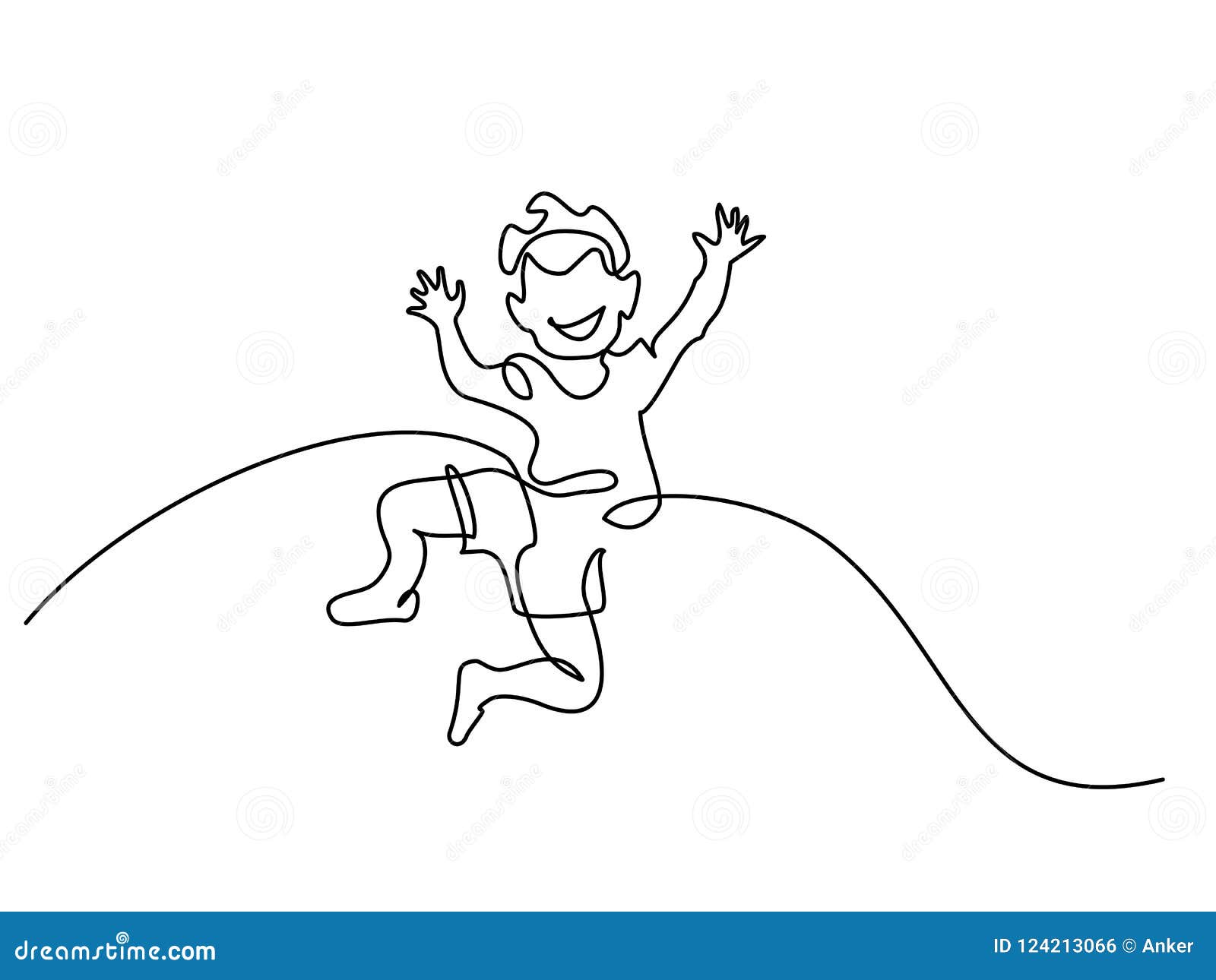 Continuous One Line Drawing. Happy Boy Jumping Stock Vector ... Continuous One Line Drawing. Happy Boy Jumping Stock Vector ...