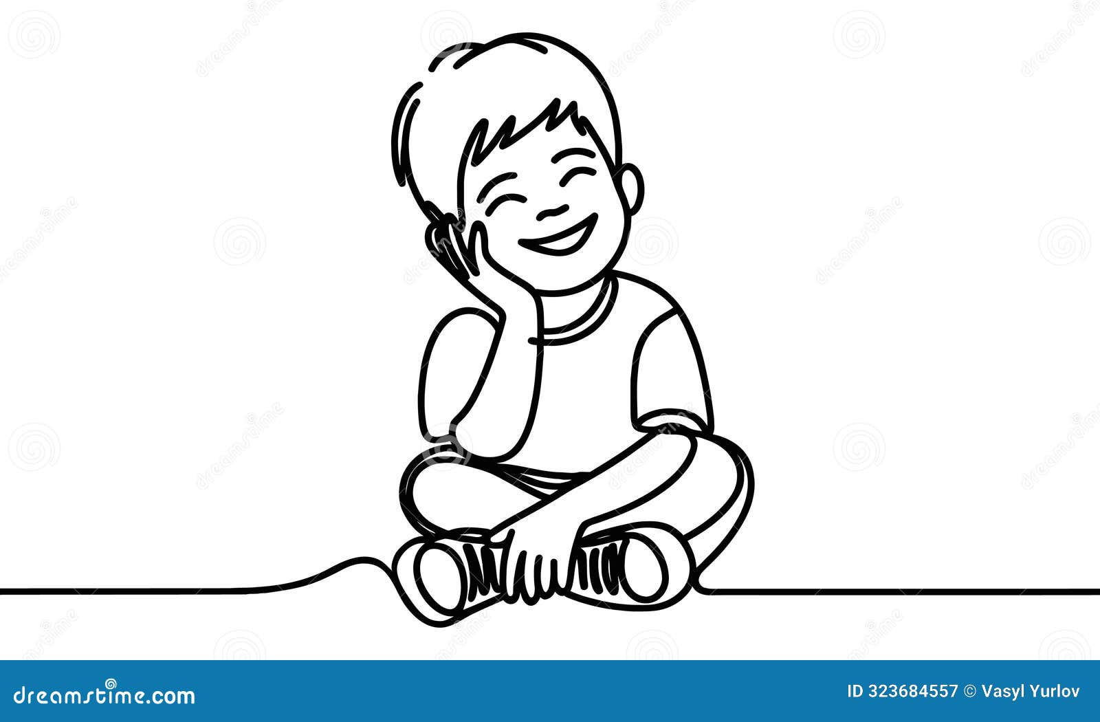 Continuous One Line Drawing. Happy Kid Stock Illustration ...
