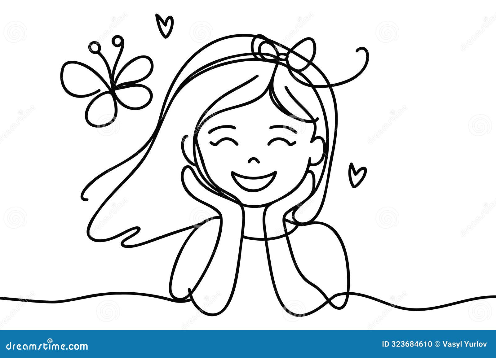 Continuous One Line Drawing. Happy Kid Stock Vector - Illustration of ...