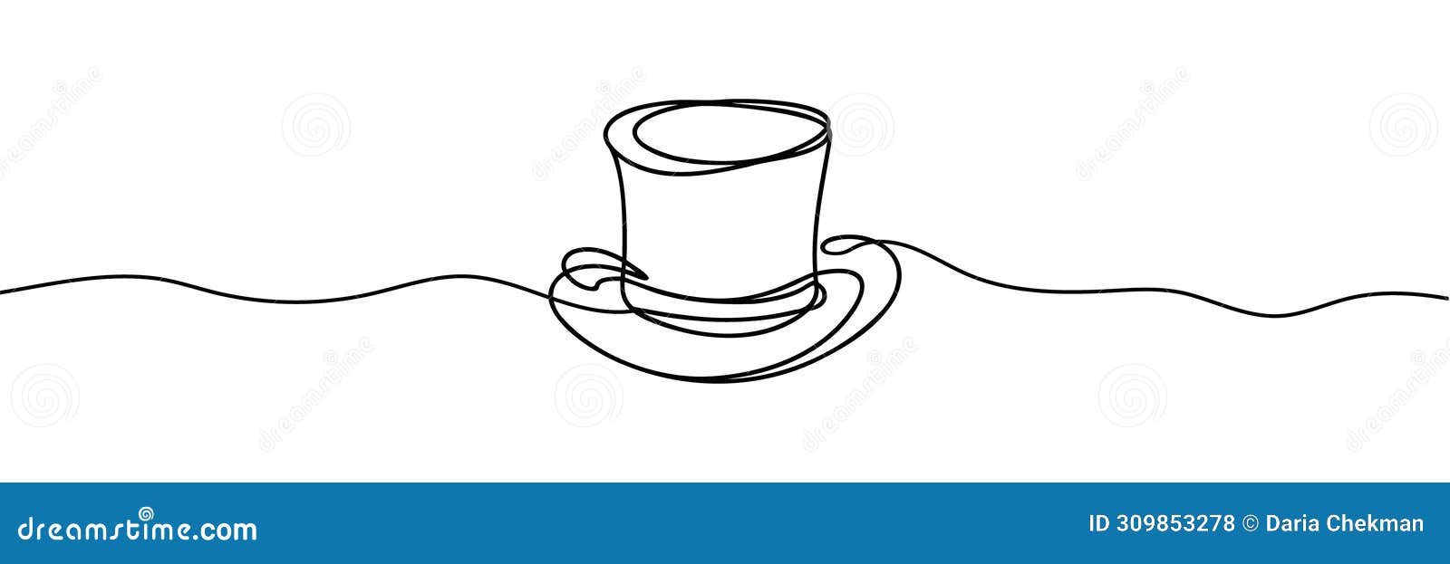 Continuous One Line Drawing of a Hat. One Line Drawing Background ...