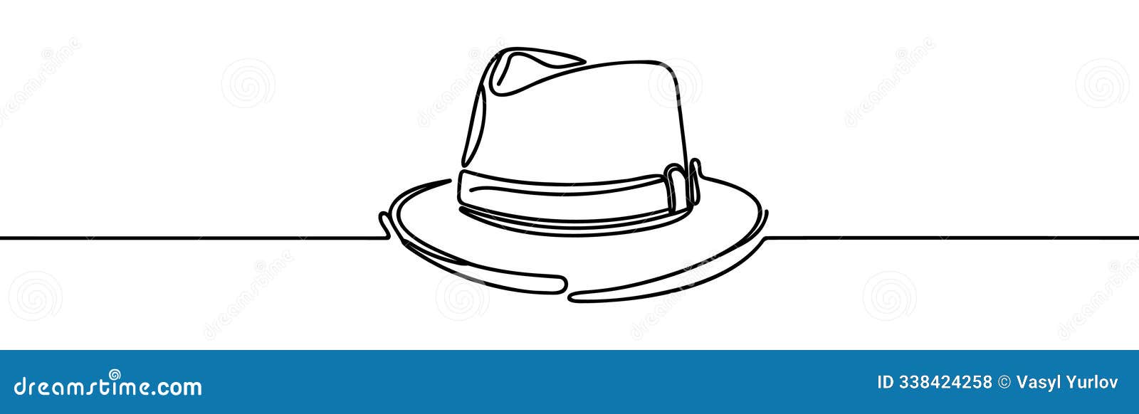 Continuous One Line Drawing of Hat. Isolated on White Background Vector ...