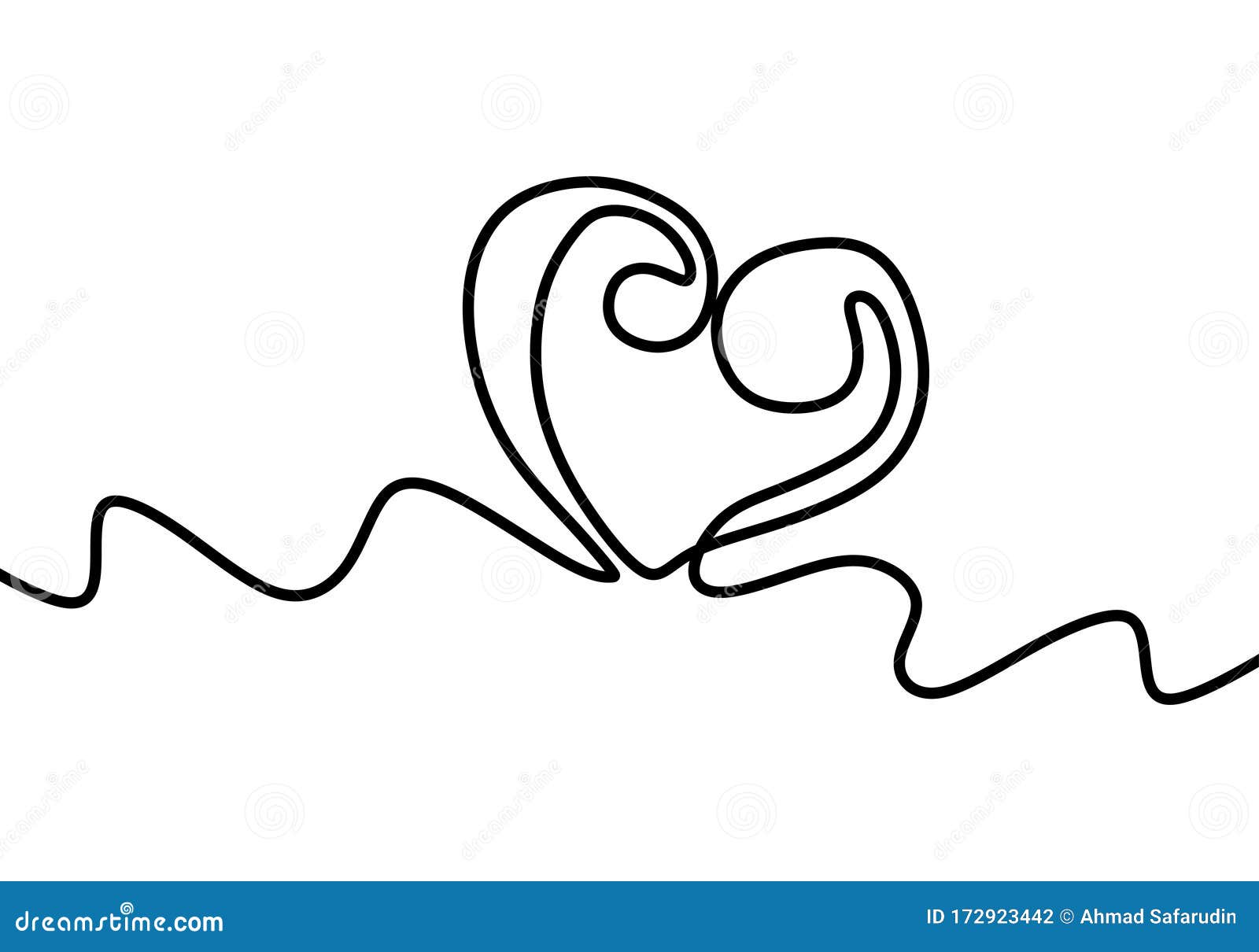 Continuous One Line Drawing. Heart Symbol Minimalism Design Vector ...