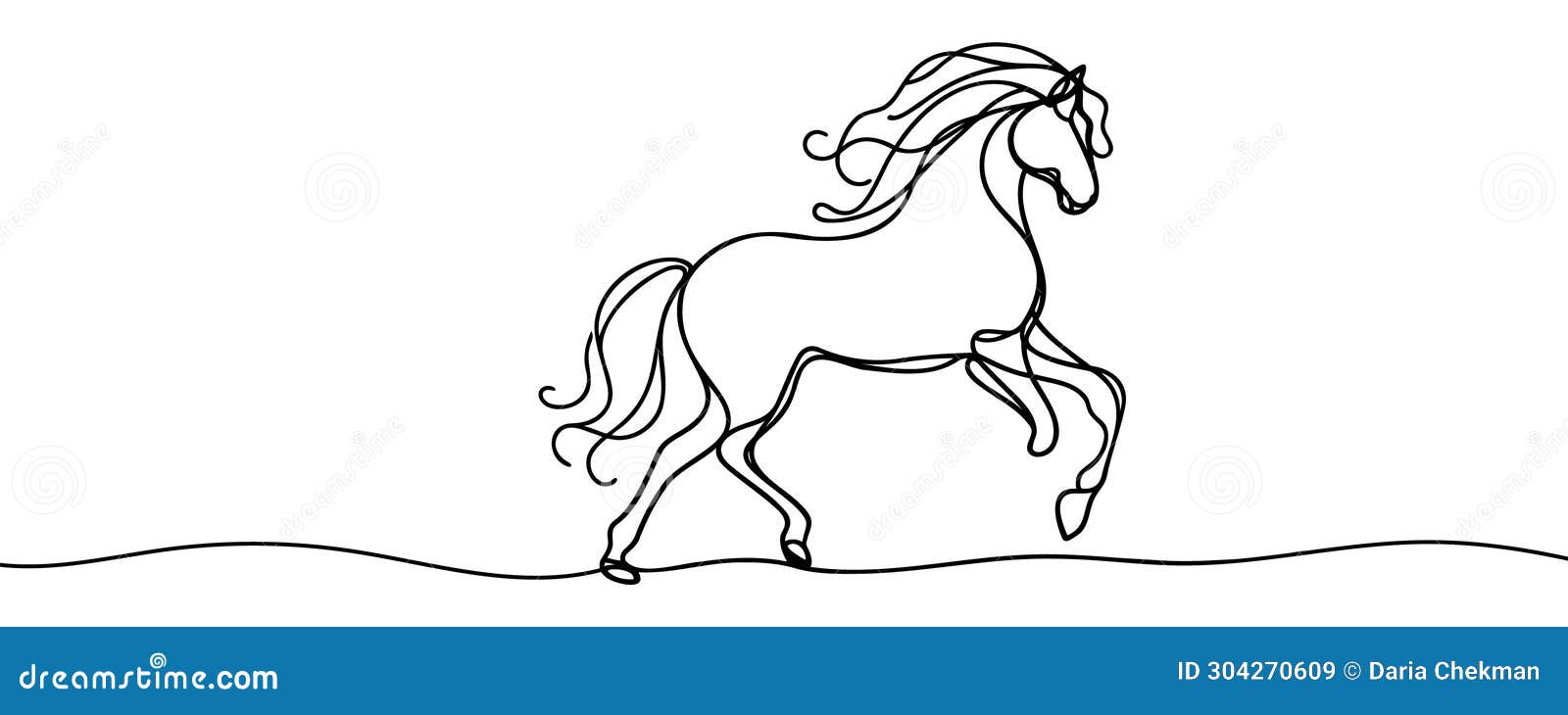 Continuous One Line Drawing of a Horse Isolated Stock Illustration ...