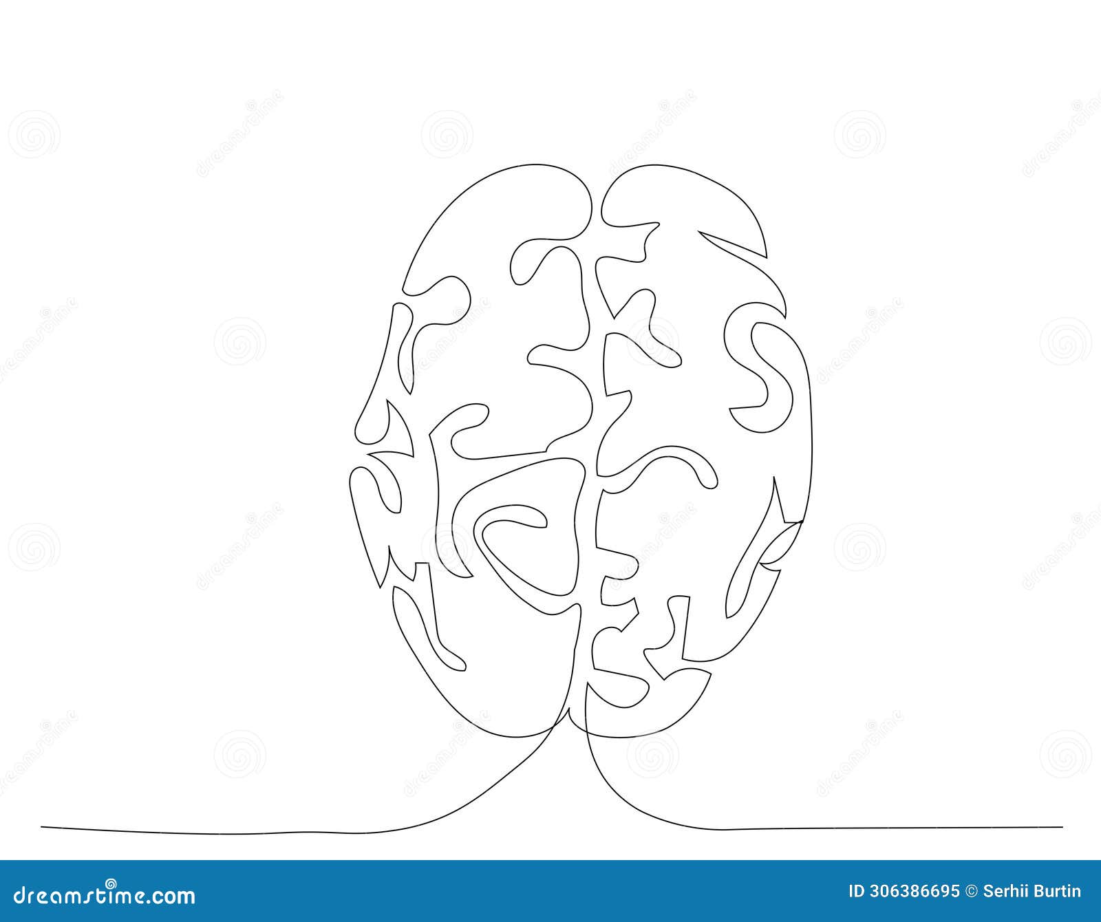 Continuous One Line Drawing of Human Brain. Genius Idea and Psychology ...