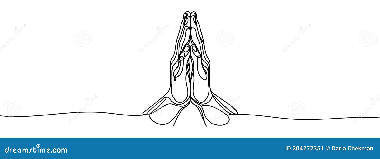 Continuous One Line Drawing of Human Hands Folded in Prayer. Stock ...