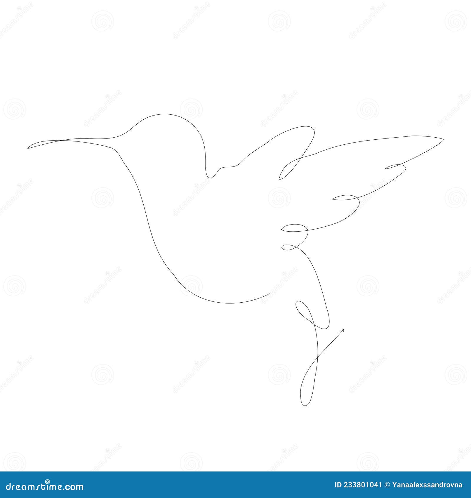 Continuous One Line Drawing Of Hummingbird Vector Stock Vector
