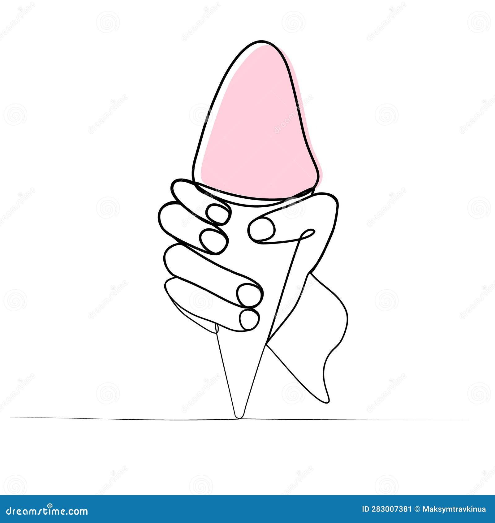 Continuous One Line Drawing of Ice Cream. Stock Vector - Illustration ...