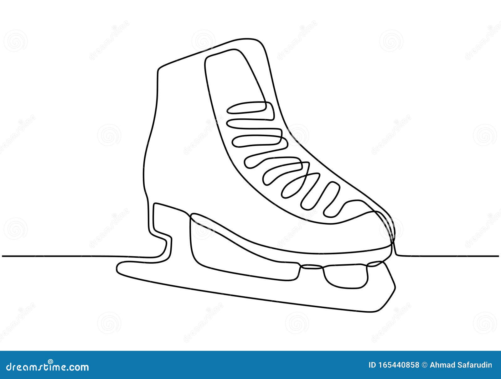 Continuous One Line Drawing of Ice Skate Vector. Winter Tools for ...