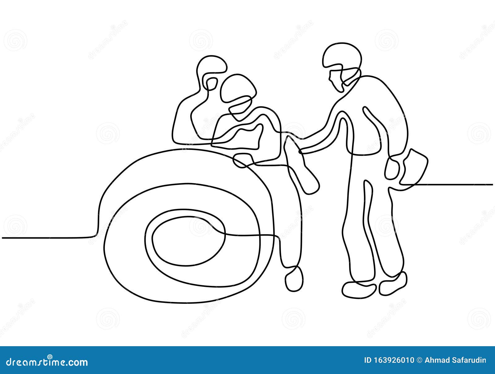 Continuous One Line Drawing of Industrial Employee Workers Doing ...