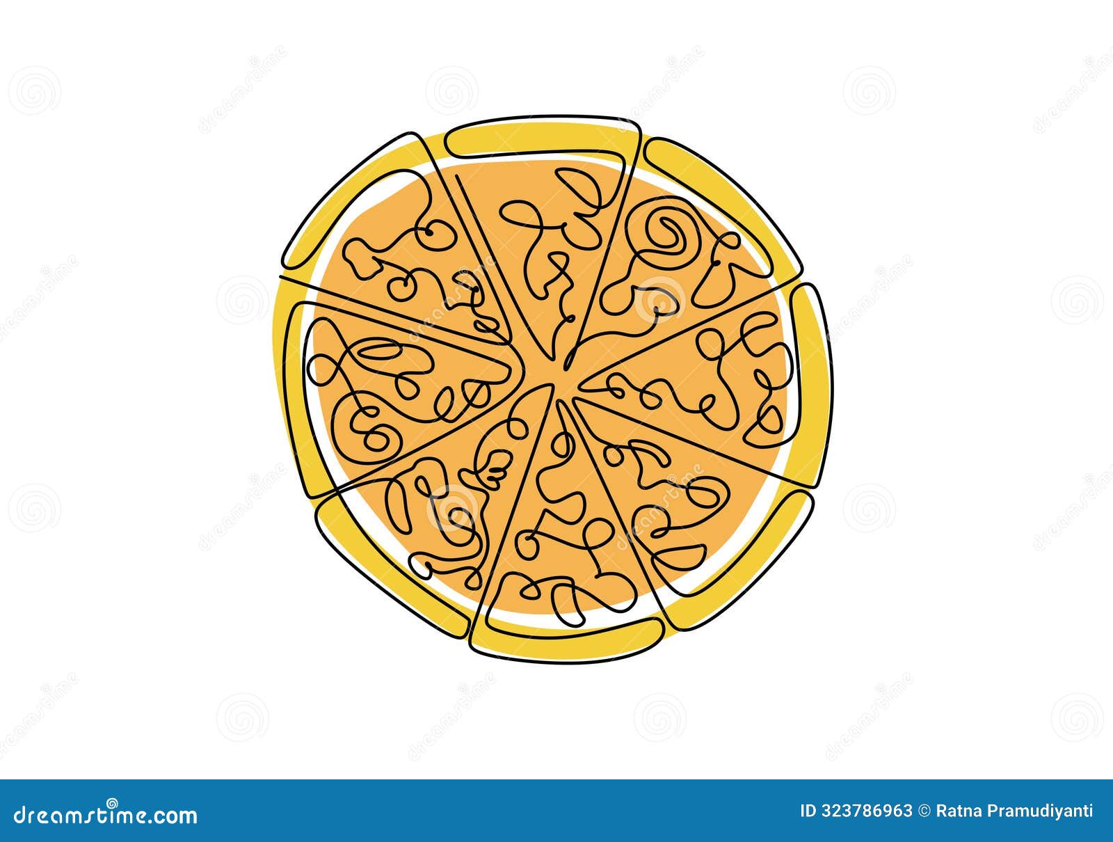 Continuous One Line Drawing of Italy Pizza. Single Line Draw Vector ...
