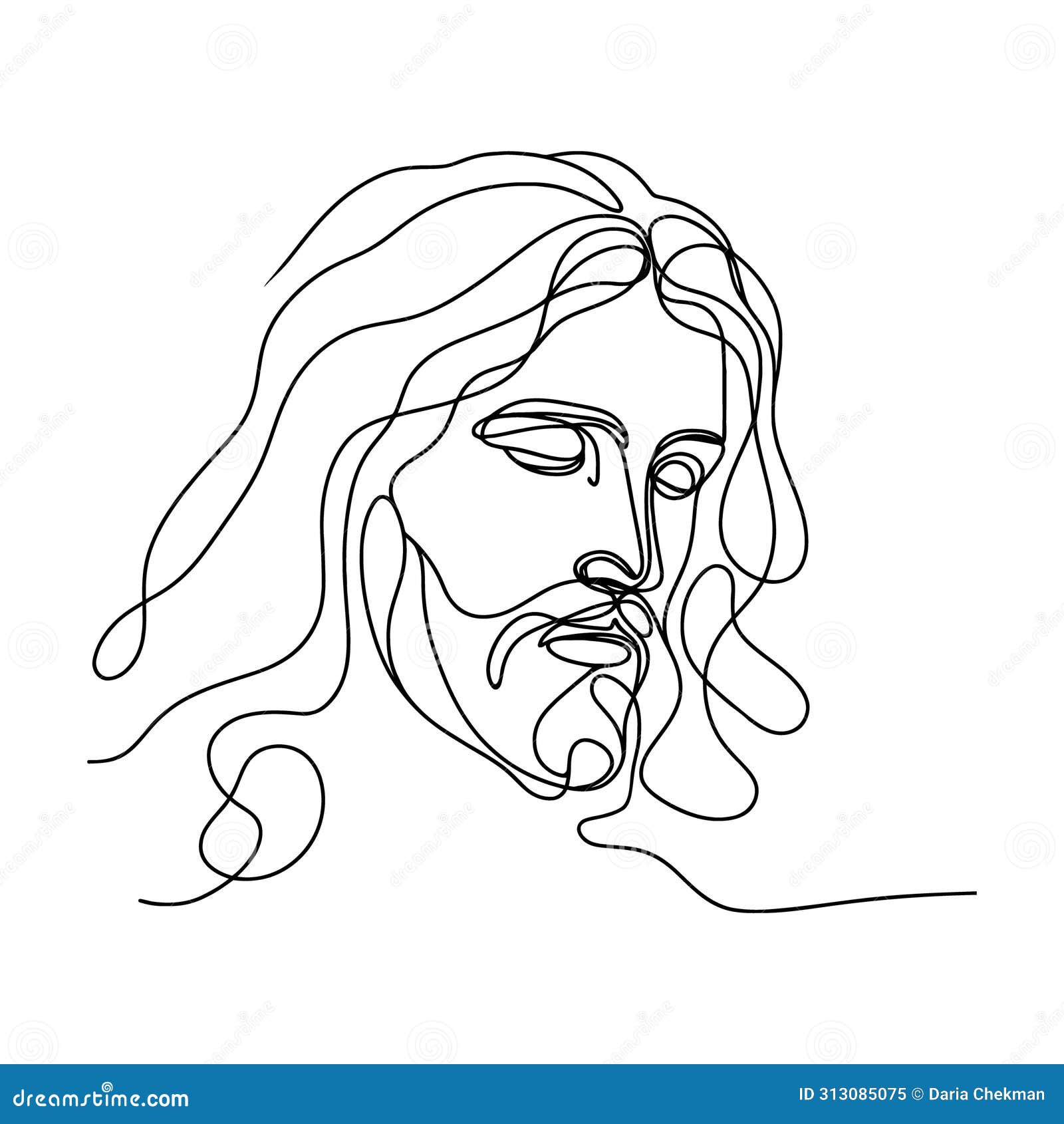 Continuous One Line Drawing of Jesus Face Stock Vector - Illustration ...