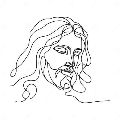 Continuous One Line Drawing of Jesus Face Stock Vector - Illustration ...