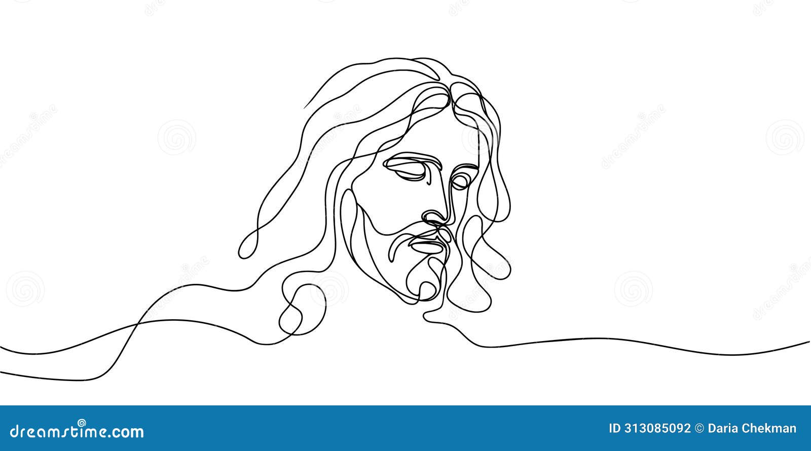 Continuous One Line Drawing of Jesus Face Stock Vector - Illustration ...