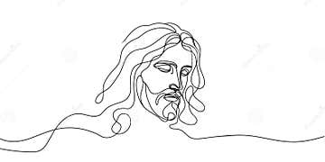 Continuous One Line Drawing of Jesus Face Stock Vector - Illustration ...