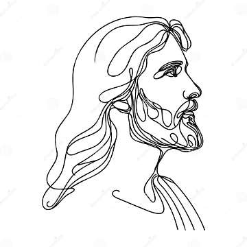 Continuous One Line Drawing of Jesus Face Stock Vector - Illustration ...
