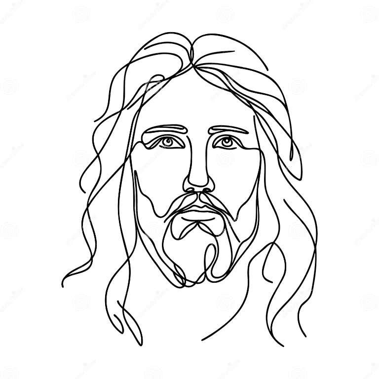 Continuous One Line Drawing of Jesus Face Stock Vector - Illustration ...