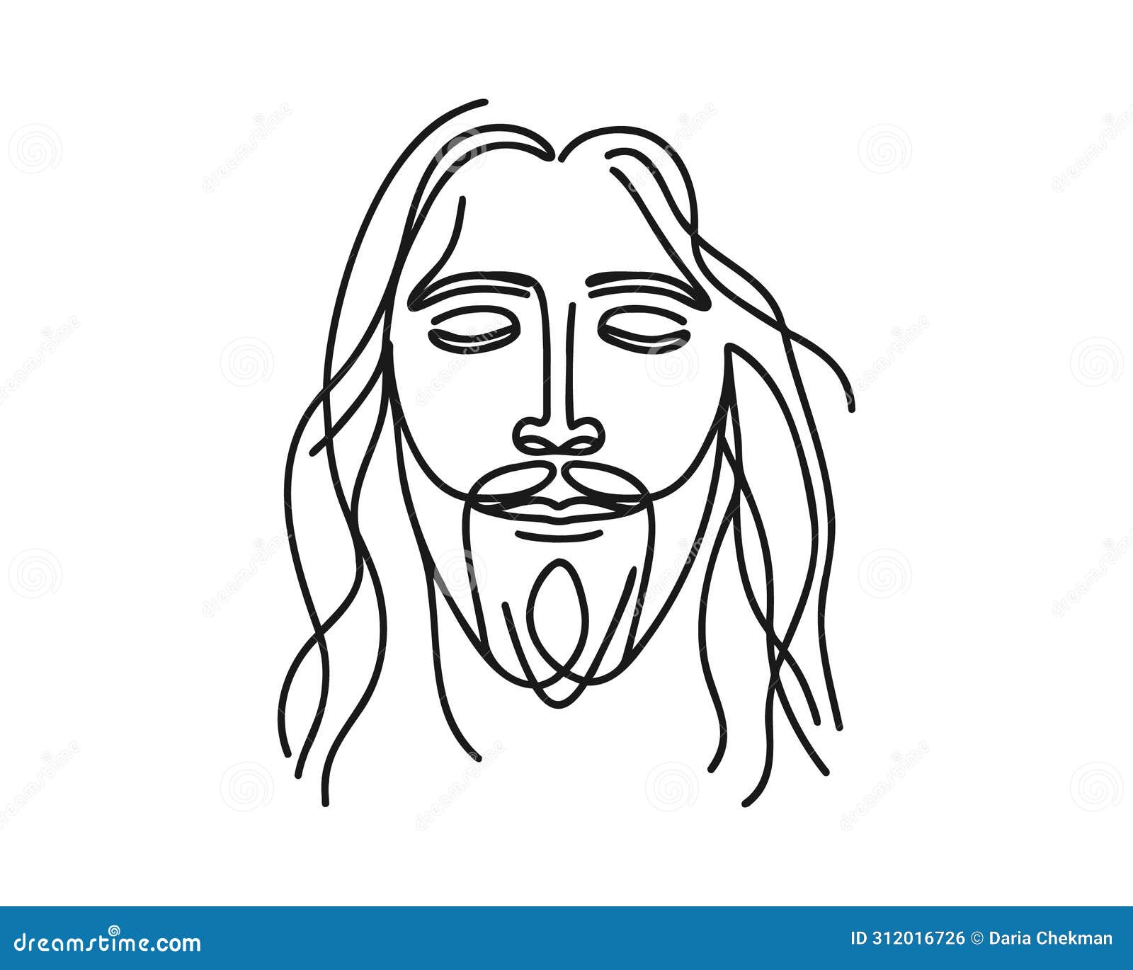 Continuous One Line Drawing of Jesus Face Stock Illustration ...