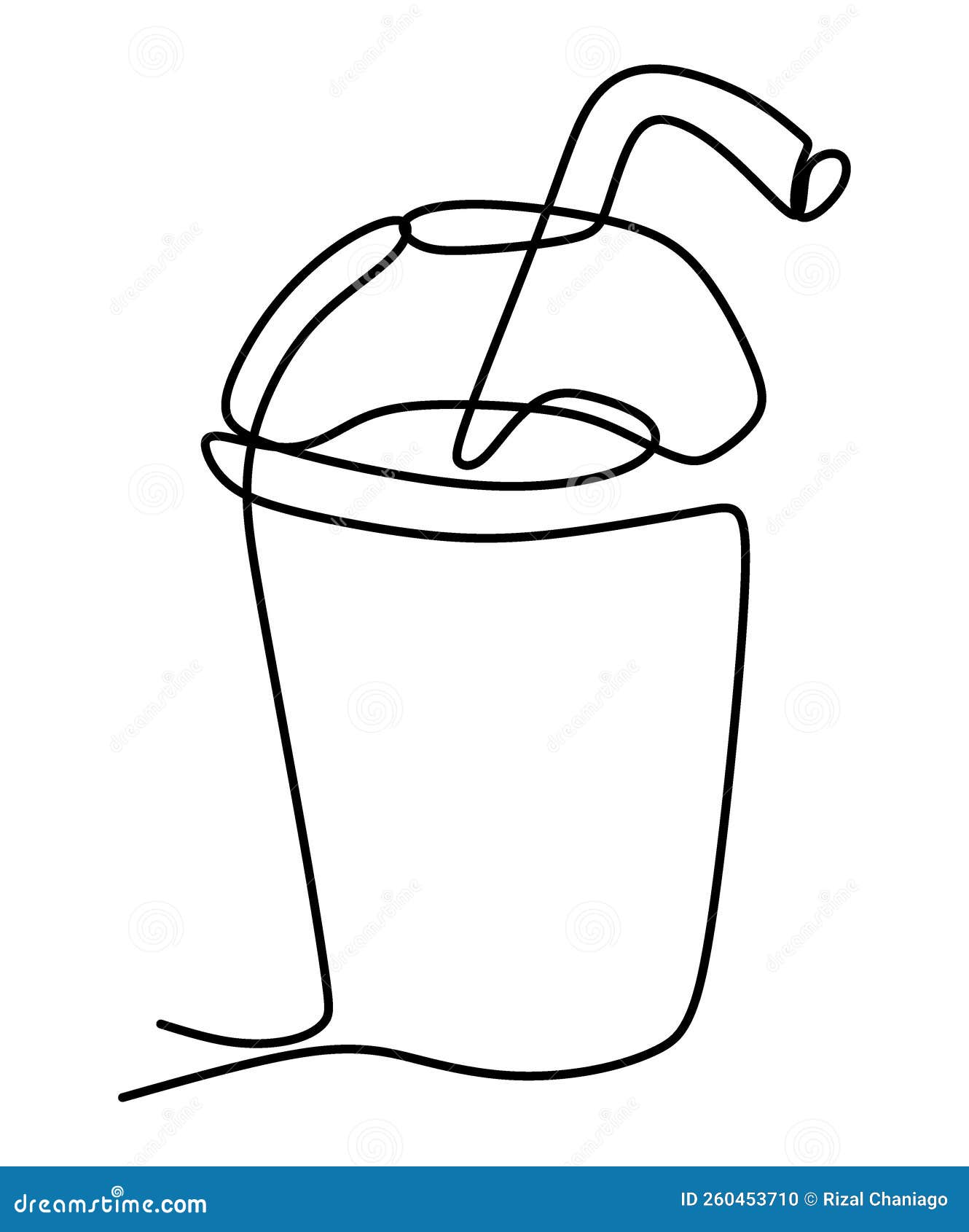 Continuous One-line Drawing. a Juice with a Cup and Pipette Stock ...