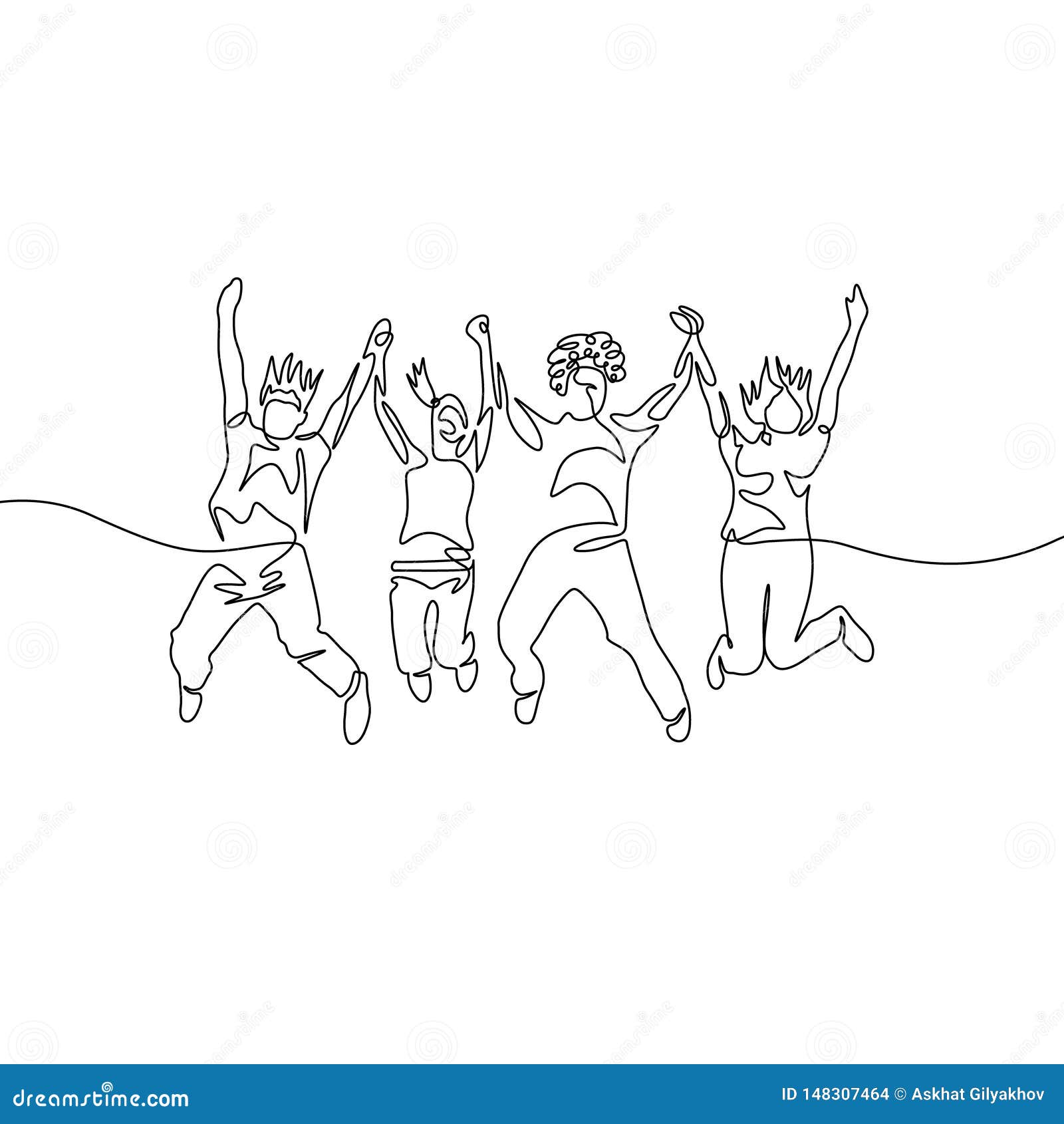 Continuous One Line Drawing Jumping Diversity Group Stock Vector ... Continuous One Line Drawing Jumping Diversity Group Stock Vector ...