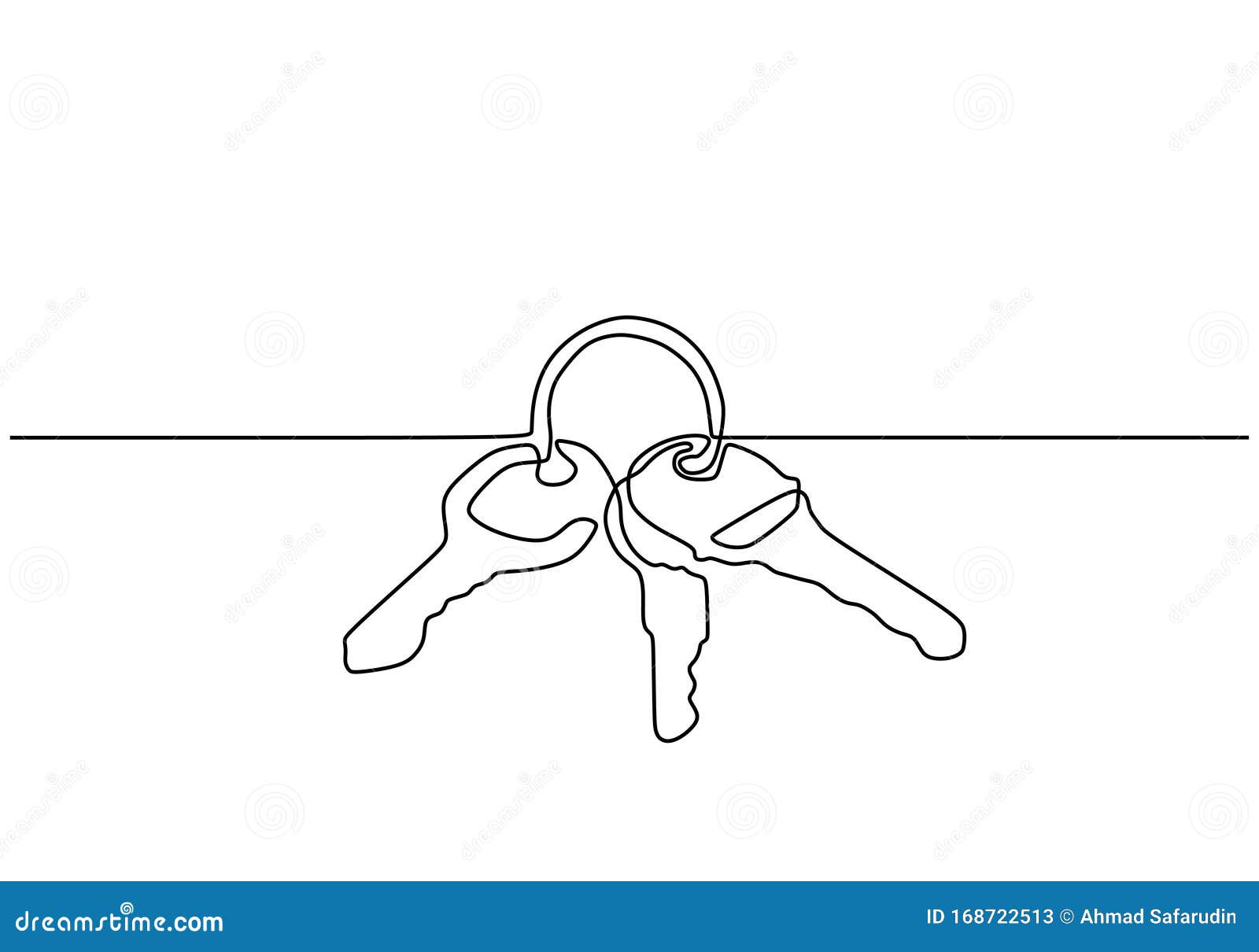 Continuous One Line Drawing of Keys. Symbol of Property and Security ...