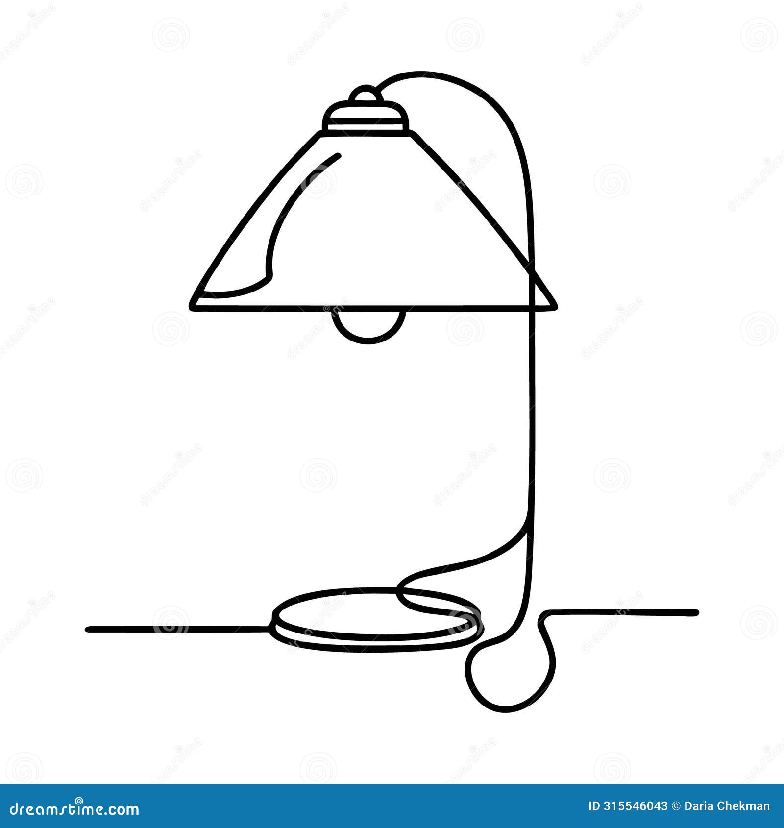 Continuous One Line Drawing. Lamp on the Table Stock Vector ...
