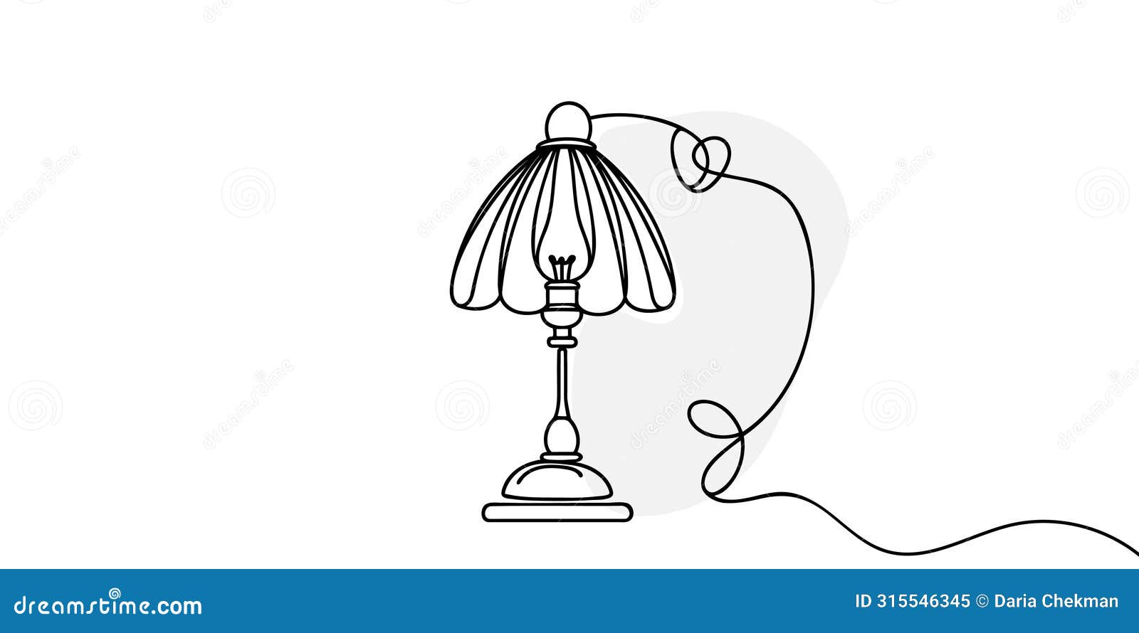 Continuous One Line Drawing. Lamp on the Table Stock Vector ...