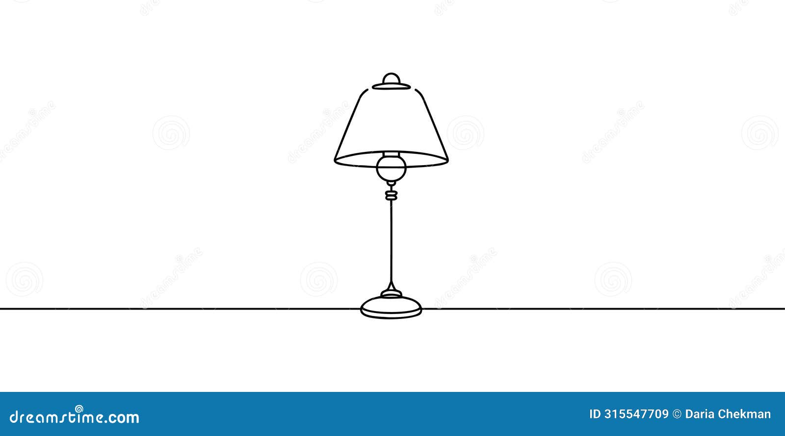 Continuous One Line Drawing. Lamp on the Table Stock Illustration ...