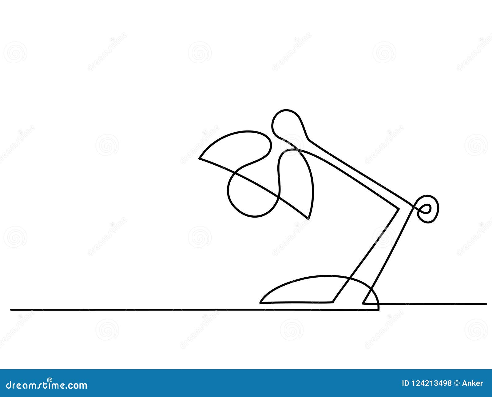 Continuous One Line Drawing. Lamp on the Table Stock Vector ...
