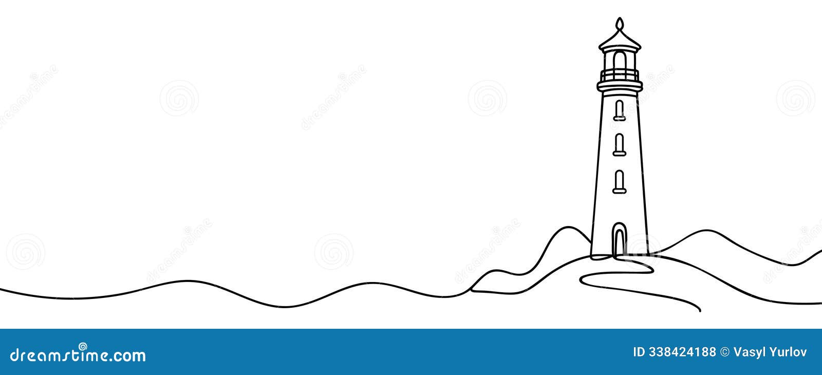 Continuous One Line Drawing of Lighthouse Tower. Simple Illustration of ...