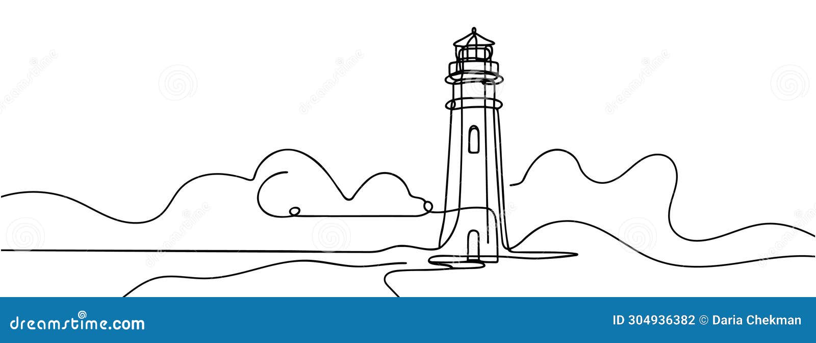 Continuous One Line Drawing of Lighthouse Tower.Vector Illustration ...