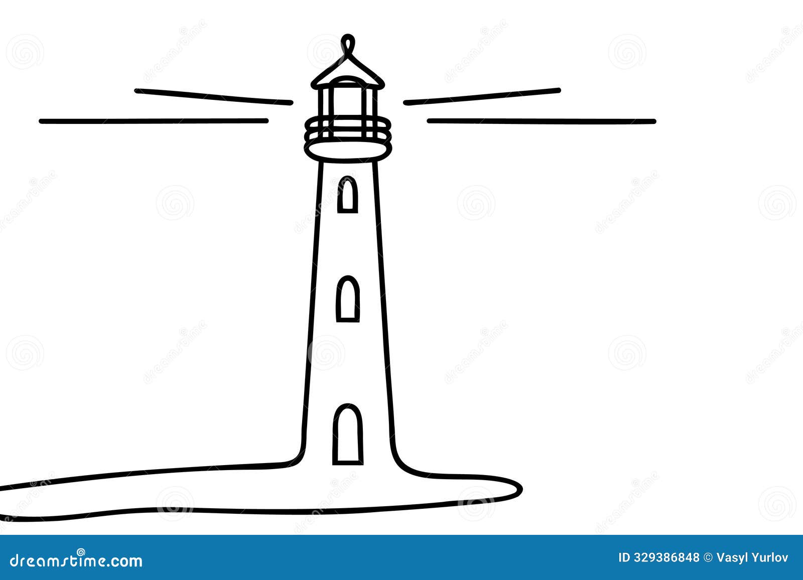 Continuous One Line Drawing of Lighthouse Tower. Vector Illustration ...