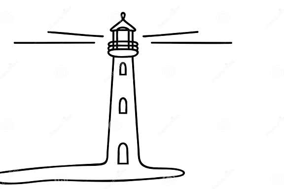 Continuous One Line Drawing of Lighthouse Tower. Vector Illustration ...