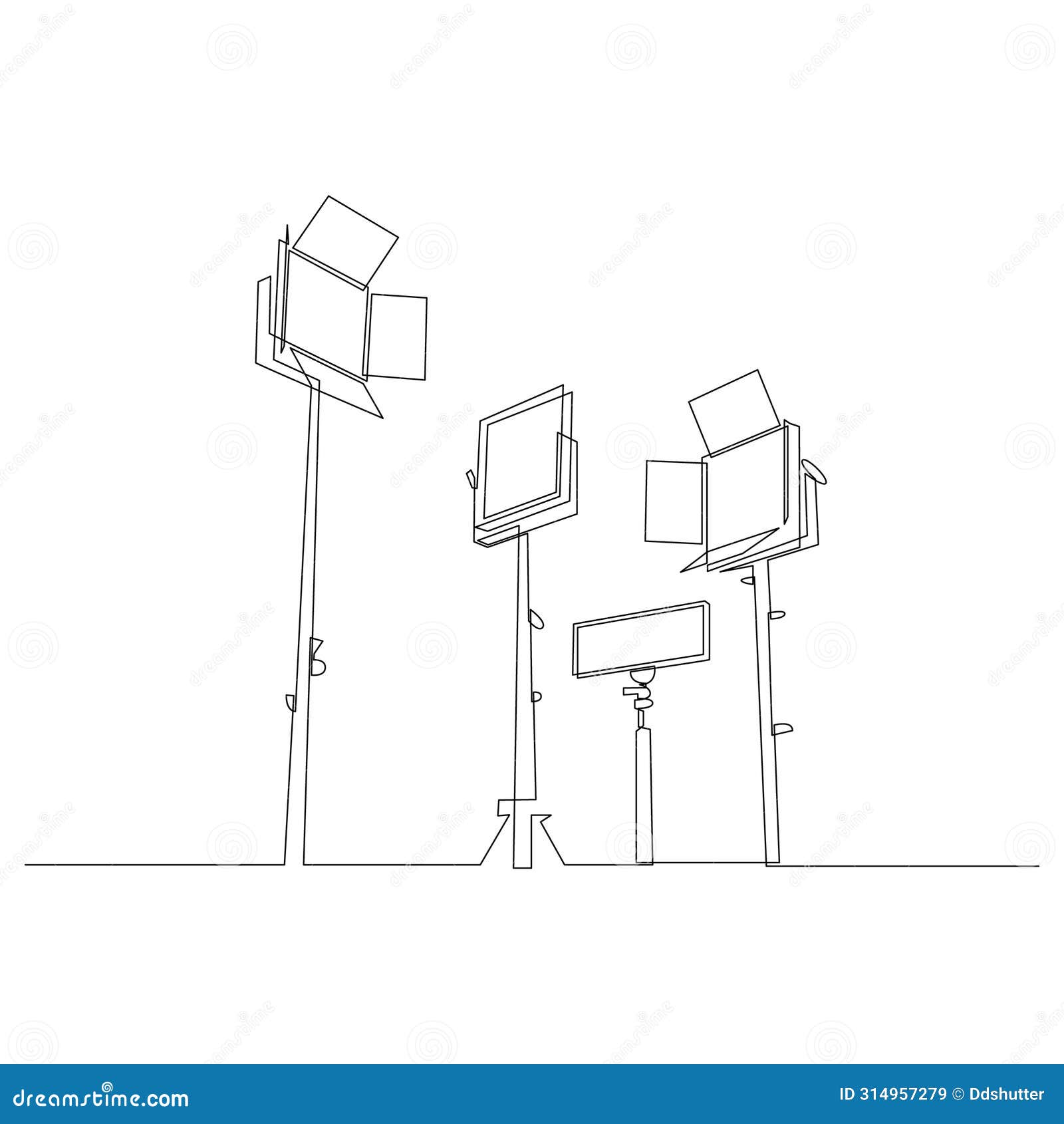 Continuous One Line Drawing Lighting Set Up. Photo Studio Light Drawn ...
