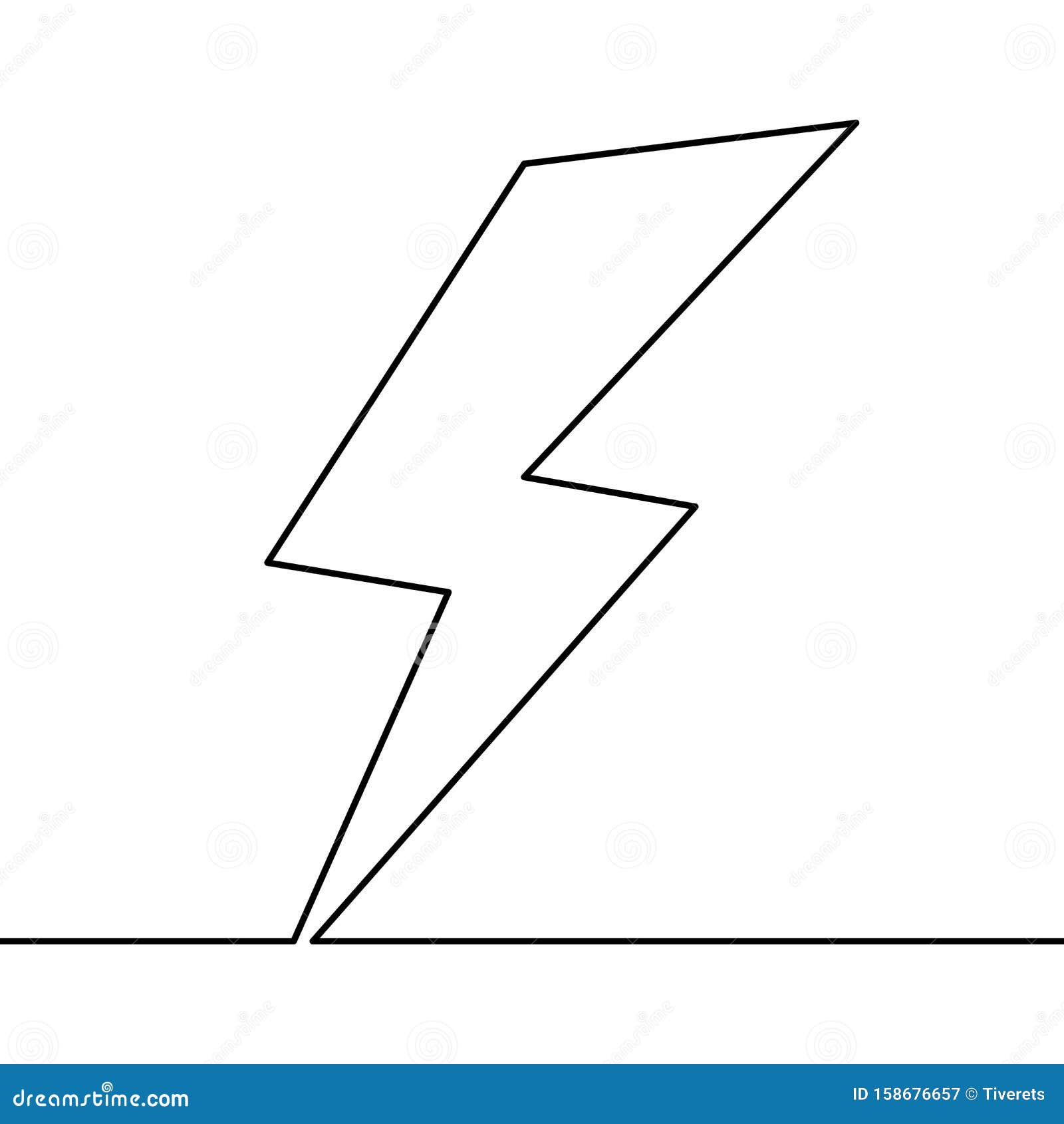 Continuous One Line Drawing Lightning Concept Stock Vector ...