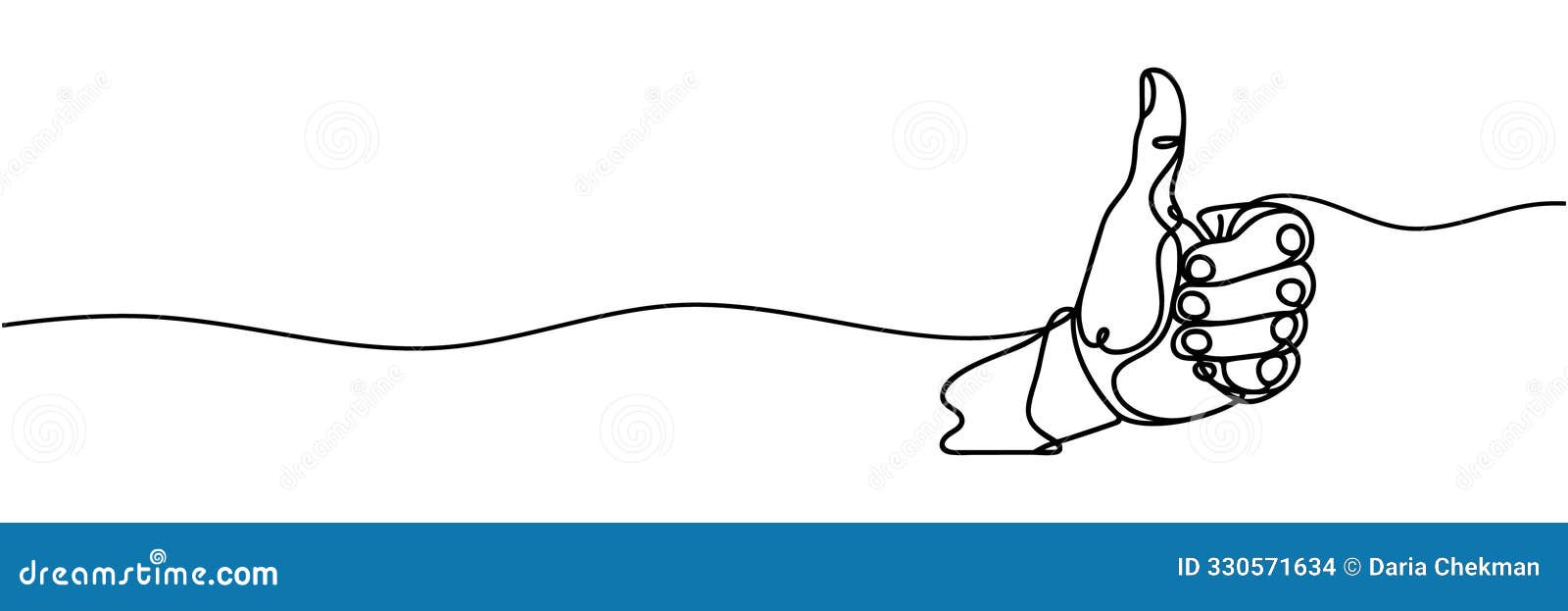 Continuous One Line Drawing of Like Hand Showing Thumb Up. Vector ...