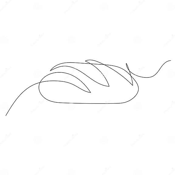Continuous One Line Drawing Loaf of Bread. Vector Stock Illustration ...