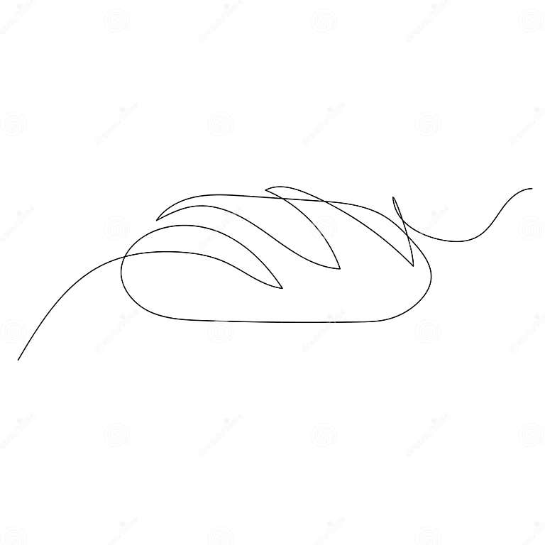 Continuous One Line Drawing Loaf of Bread. Vector Stock Illustration ...
