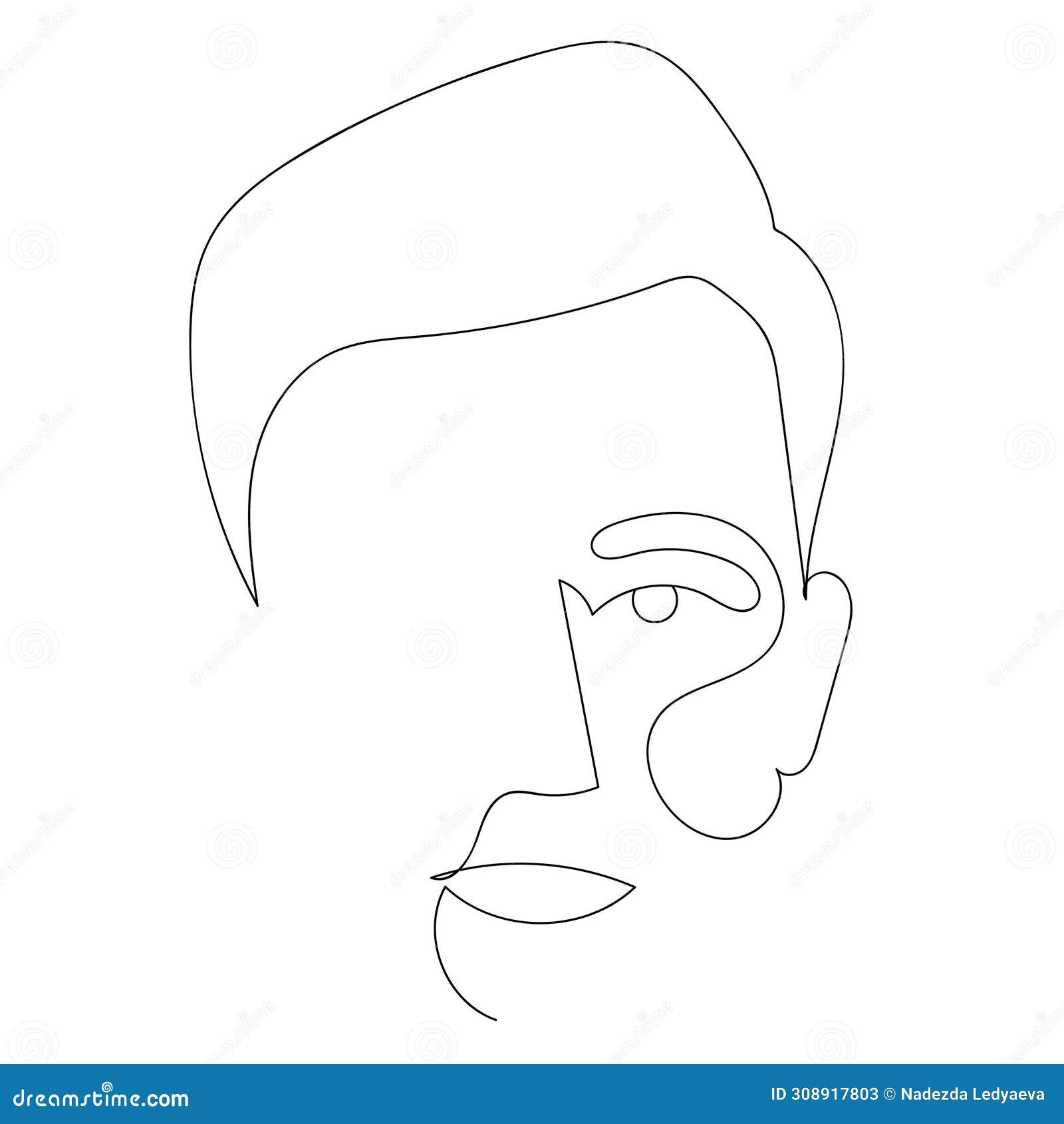 Continuous One Line Drawing Of Man Portrait Hairstyle Fashionable Men