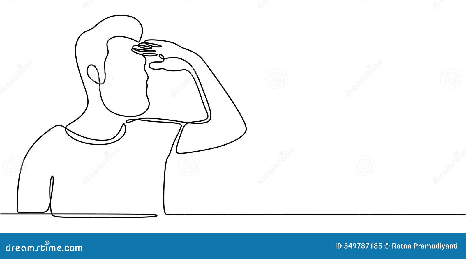 Continuous One Line Drawing of a Man in a Respectful Pose, Highlighting ...