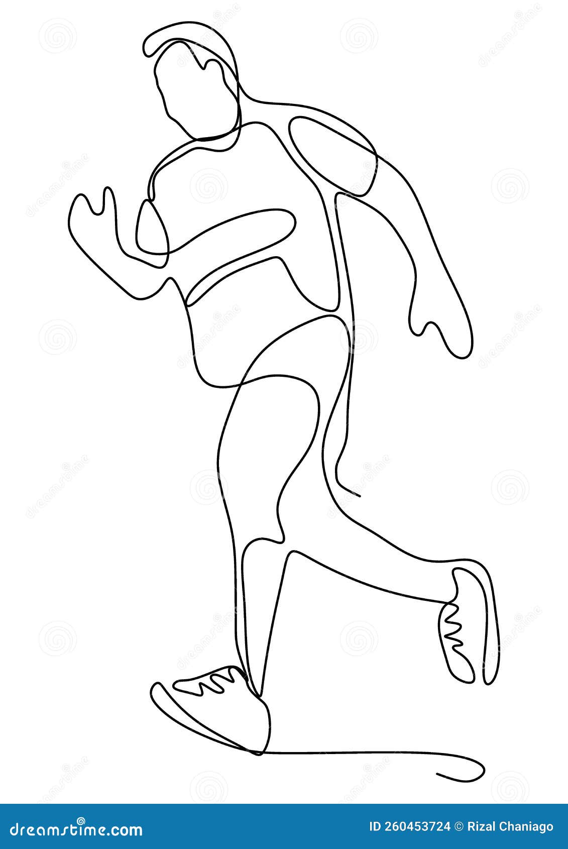 Continuous One-line Drawing. a Man Running on White Background Stock ...