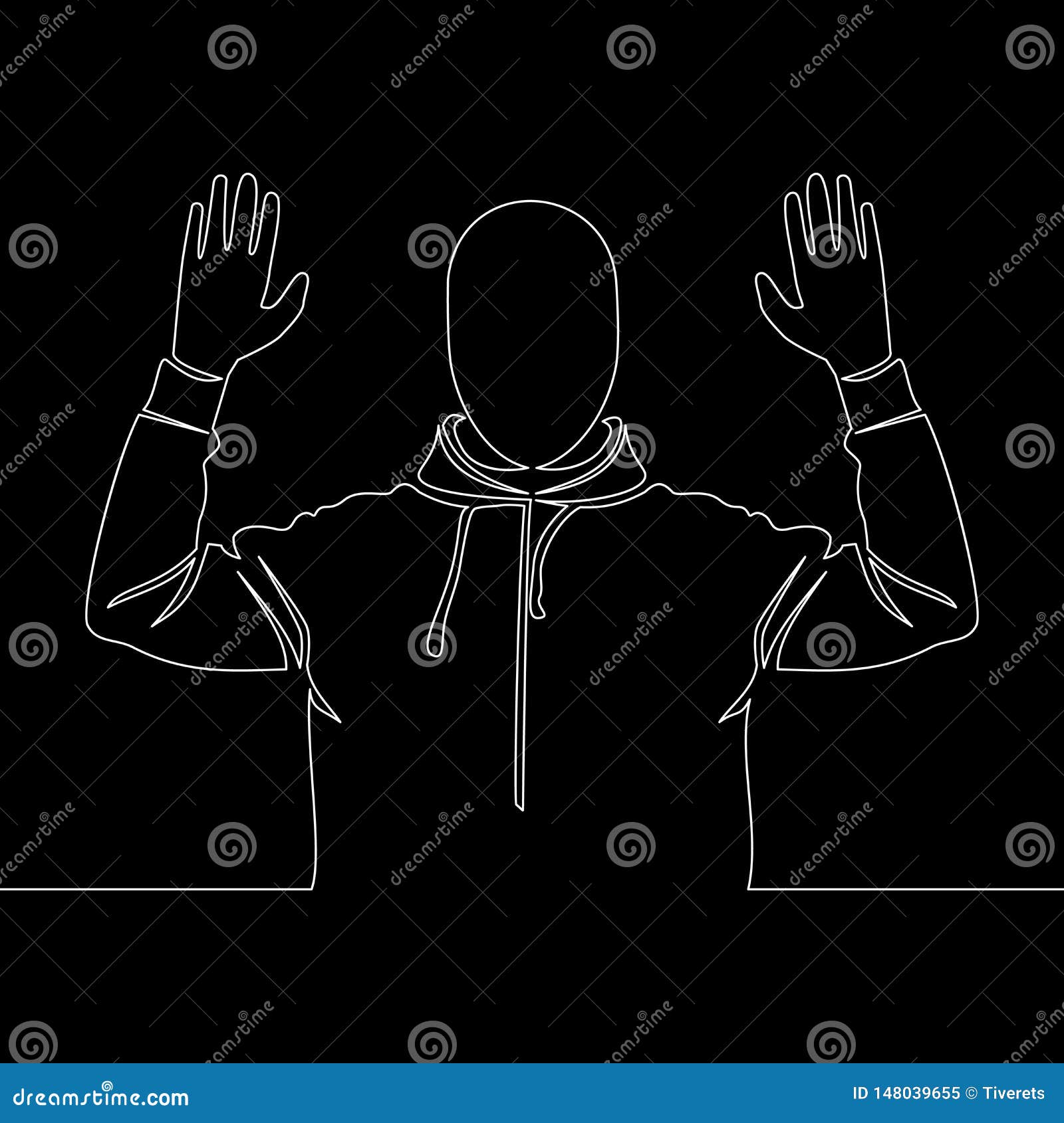 Continuous One Line Drawing Man Surrendering Cartoon Vector ...