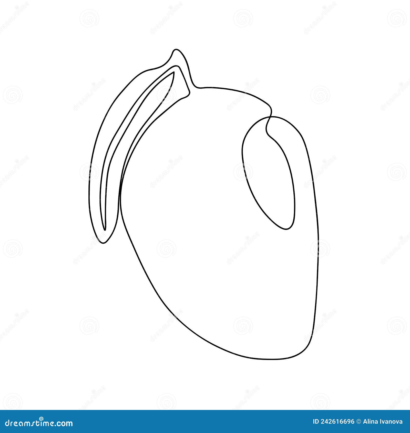 Continuous One Line Drawing Mango. Vector Illustration. Black Line Art ...