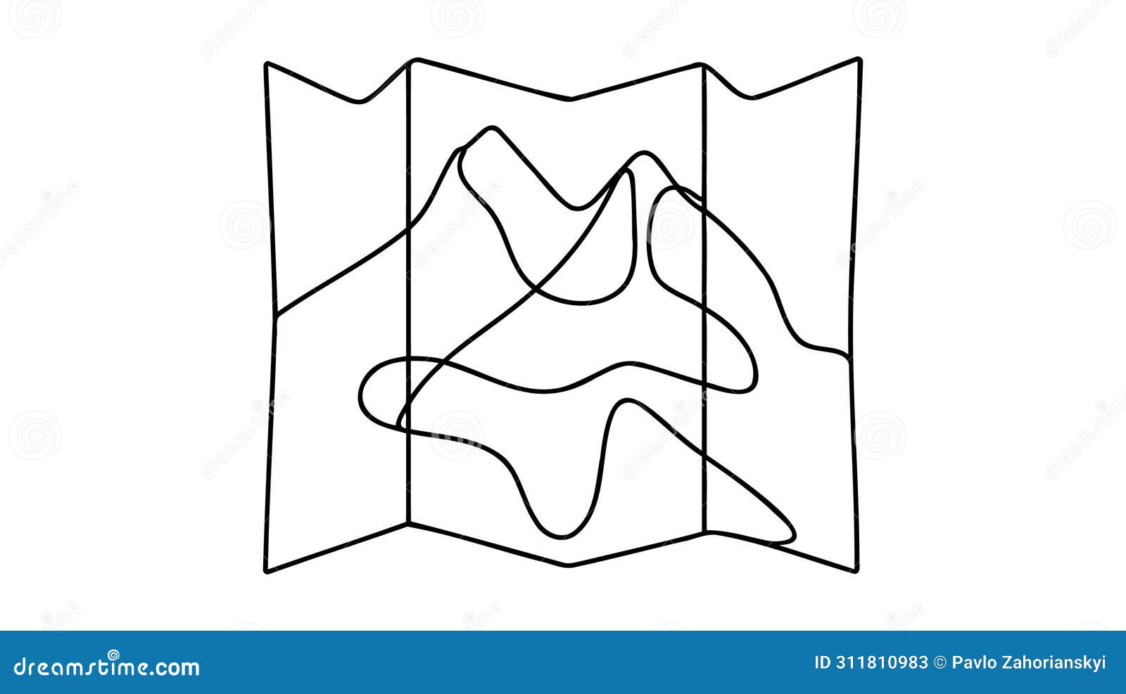 Continuous One Line Drawing of an Map Point. Travel Concept. Map ...