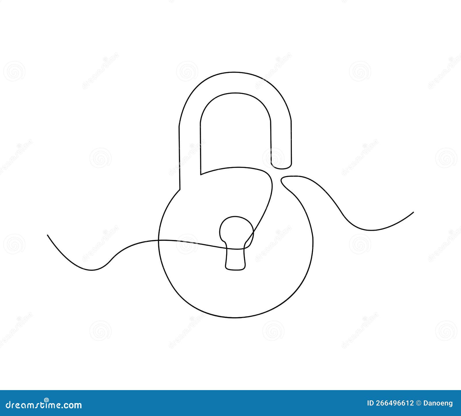 Continuous One Line Drawing of Metal Padlock. Padlock Security Sign ...
